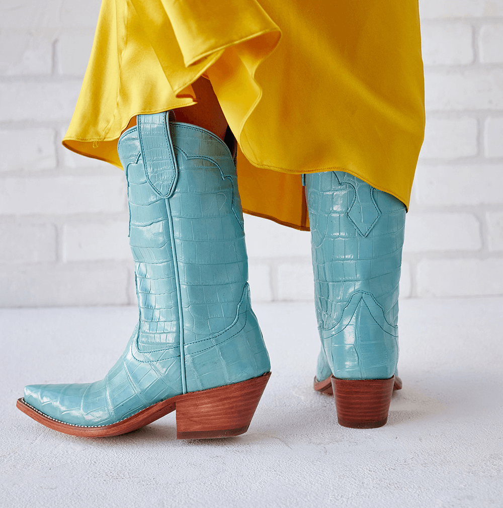 Kerri Navy Croc | Luxury Fashion Women's Cowboy Boots | Miron Crosby